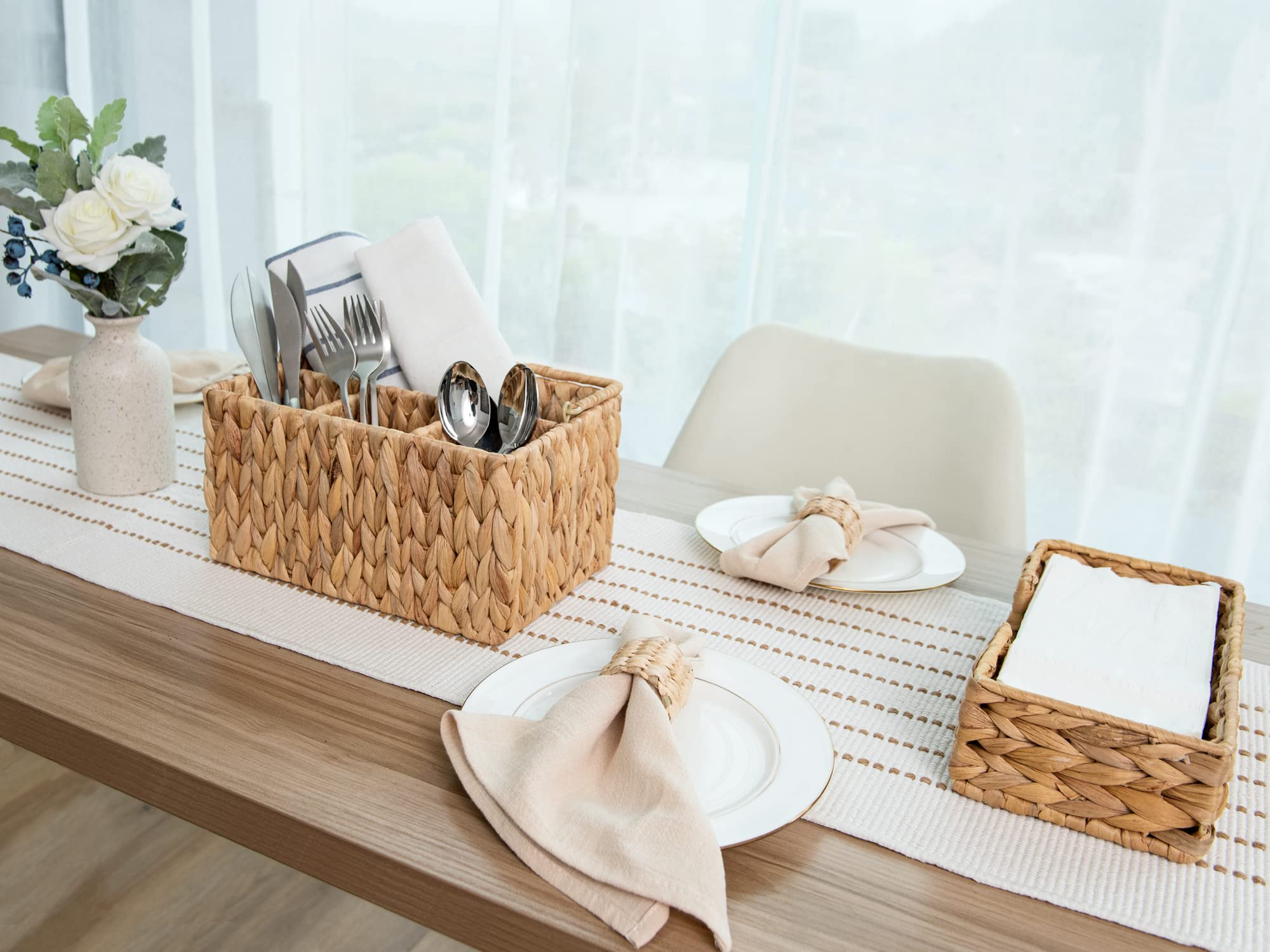 StorageWorks Small Wicker Baskets Wicker Flatware Organizer
