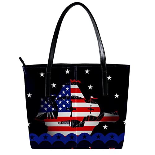 Women's Large Size Canvas Shoulder Bag Hobo Crossbody Handbag Casual Tote, Happy Columbus Day