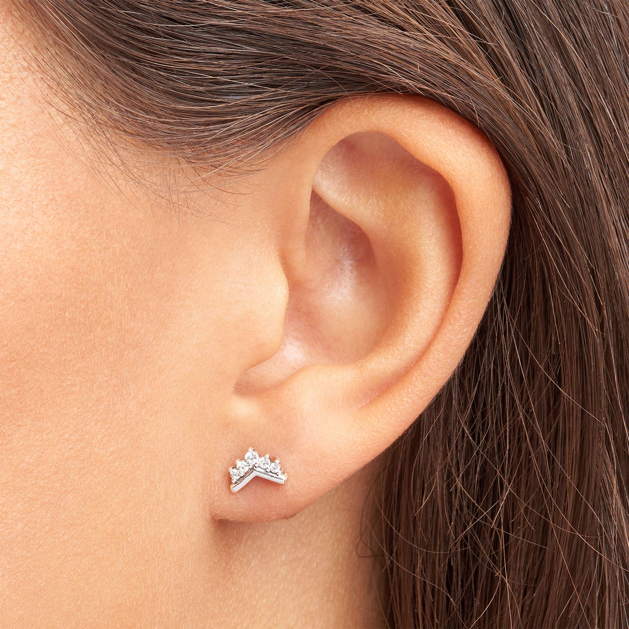 Pandora Jewelry Tiara Wishbone Stud Cubic Zirconia Earrings in Sterling Silver
