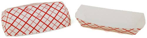 Southern Champion Tray 07091 Paperboard Red Check Hot Dog Tray, 7" Length x 2-3/4" Width x 1-1/2" Height (Case of 1000),WHITE