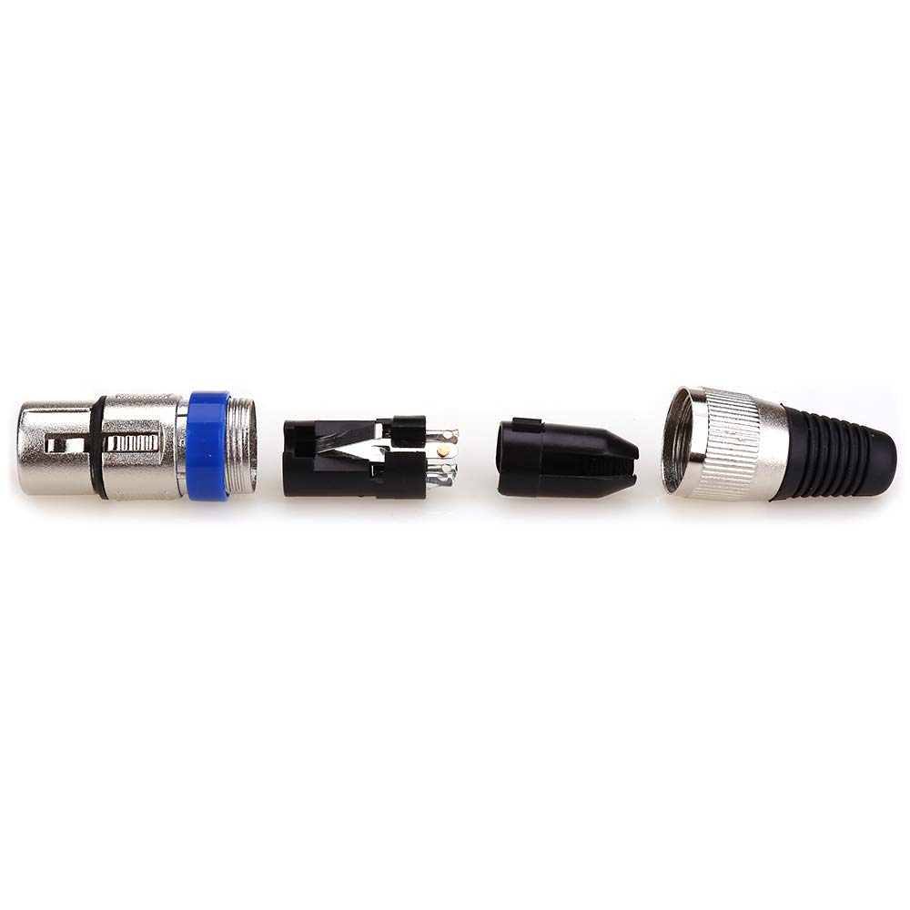 NANYI XLR Plug, XLR 3 Pin Male Plugs Audio Mic Microphone Connector, Silver Housing Blue Circle - 2 Pack