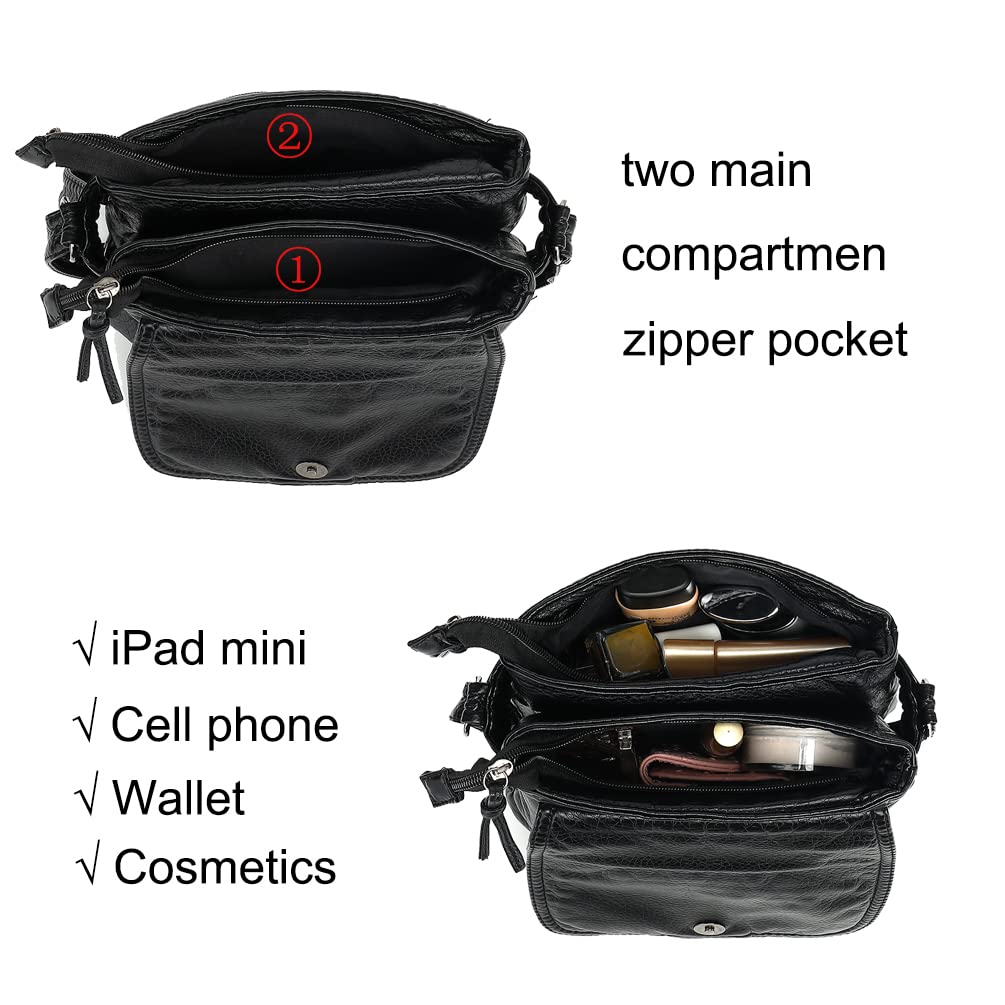 ZOVYRON Soft Leather Crossbody Purse for Women, Lightweight Crossbody Bag Multi Pocket Flapover Shoulder Bag