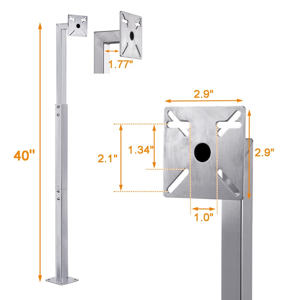 Wdwlbsm Adjustable Keypad Mounting Post Universal Gooseneck Stand Keypad Pedestal Mount for Keypads on Automatic Gate Opener Systems,40 Inch Stainless Steel