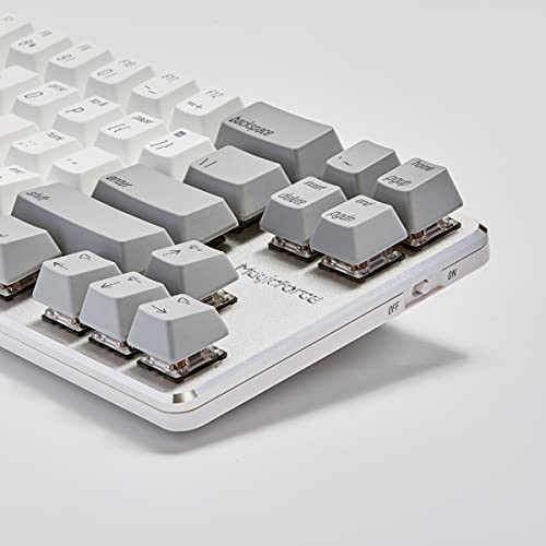 Qisan Mechanical Keyboard Gaming Keyboard Gateron Blue Switch Wired/Wireless Bluetooth Keyboard 68-Keys Mini Design(60%) PBT Keycap White/Gray Color for Gaming/Office Magicforce