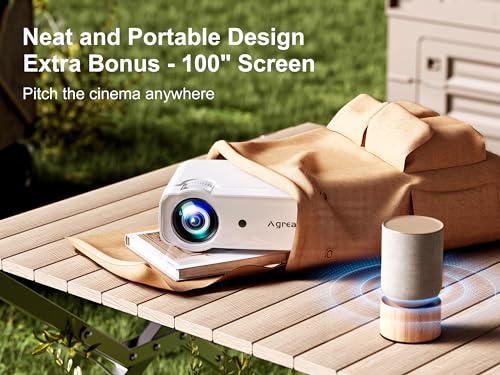 Projector with WiFi and Bluetooth, 5G WiFi 4K Supported Native 1080P 14000L, AGREAGO Portable Outdoor Projector with Screen, Home Theater Projector Compatible with TV Stick/iOS/Android/Win/HDMI/USB