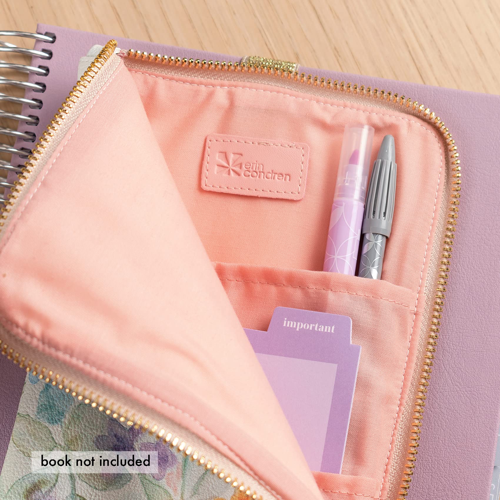 Ultimate Planny Pack - Watercolor Meadow. Planner Accessory Pouch. Inside Pockets & Extended Metal Zipper. Elastic Band to Secure to Planner/Notebook. Vegan Leather Organizer Case by Erin Condren.