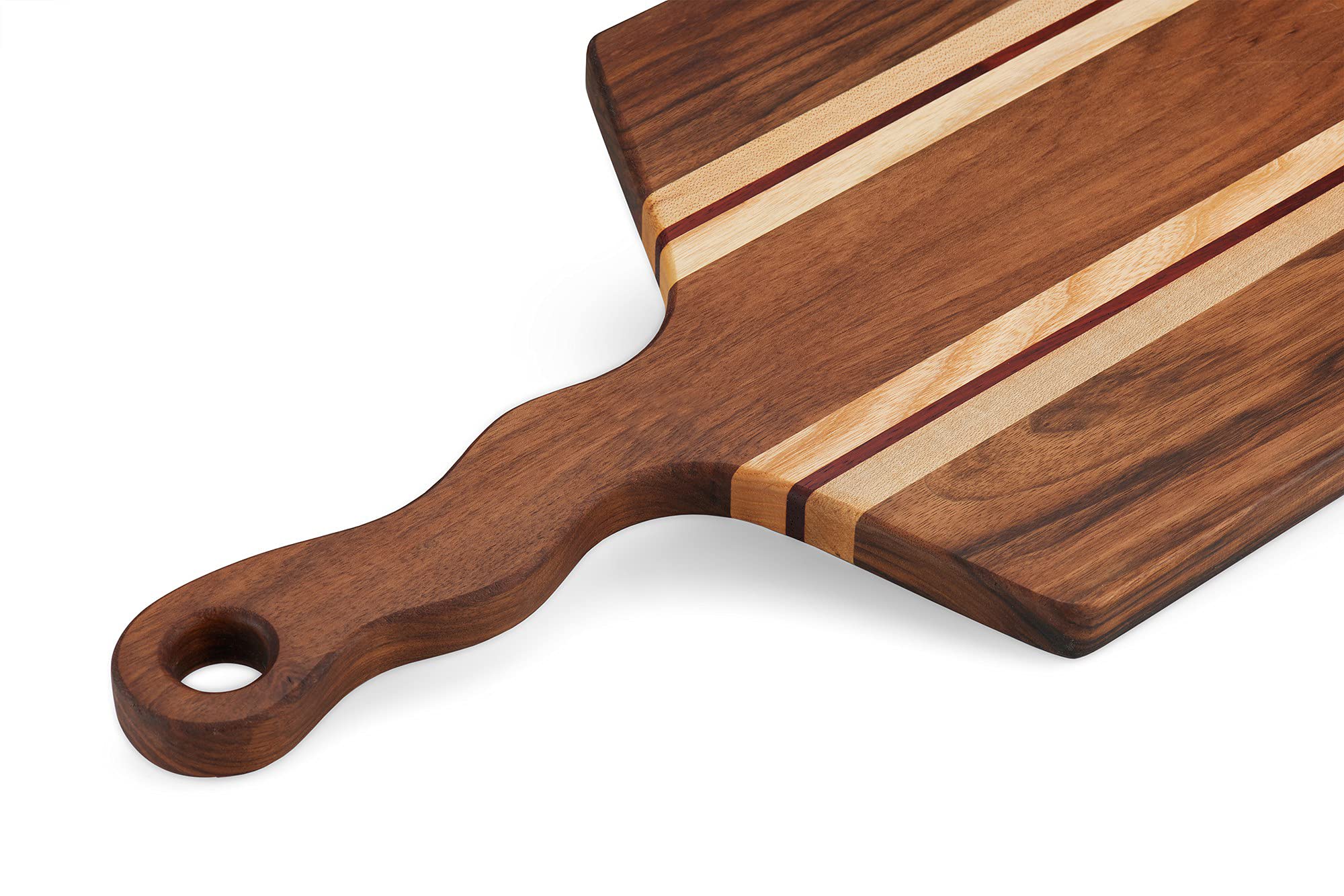TeakCraft Walnut Cutting Board for Kitchen with Handle, Serving Tray, Bread Tray, Crackers Platter, Cheese Board, Chopping Board for Meat, Knife Friendly, The Lamia(24x11x0.75 inch)