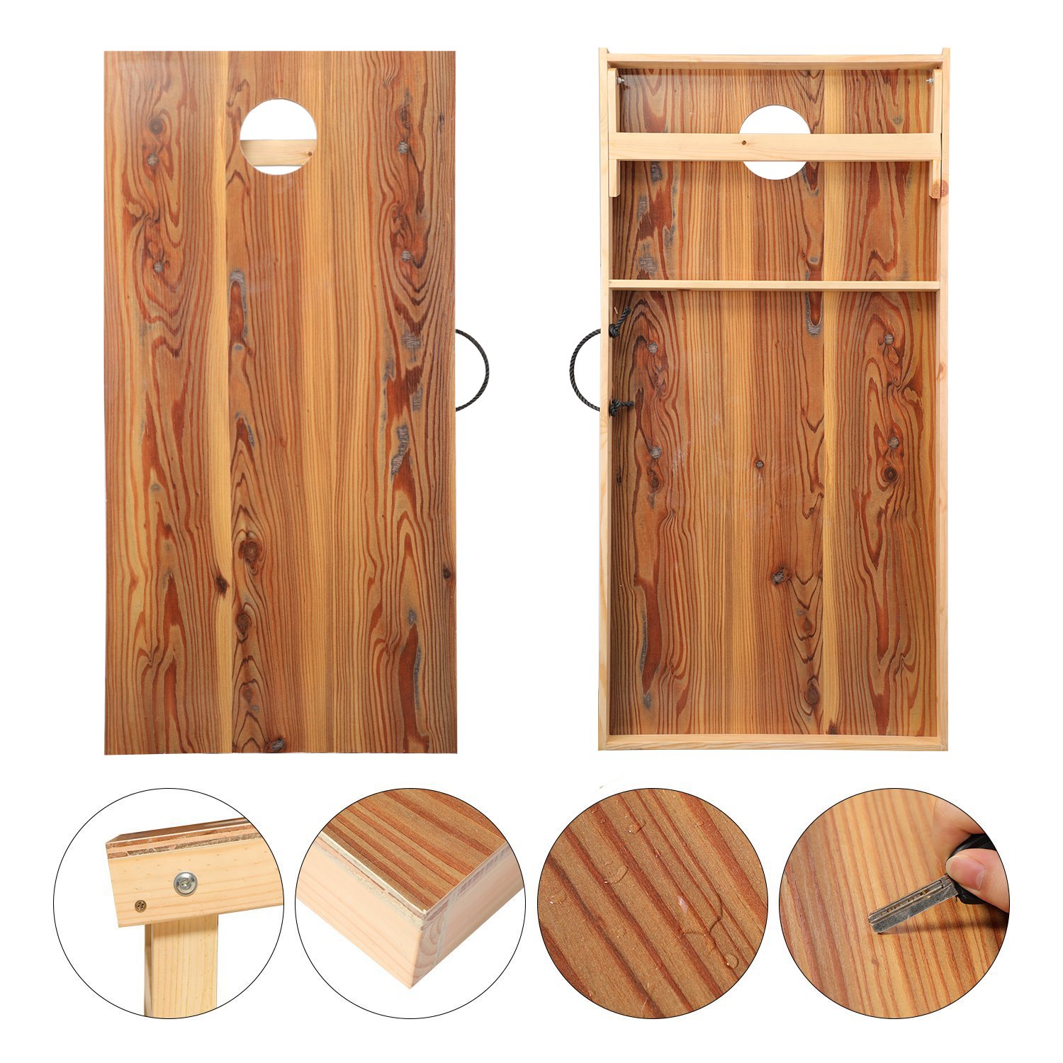 OOFIT Solid Wood Premium 2'x 4' Regulation Size Cornhole Game Set with Stylish, Durable Printed Surface and Underneath, Weather Proof Regulation Cornhole Bean Bag Toss Game