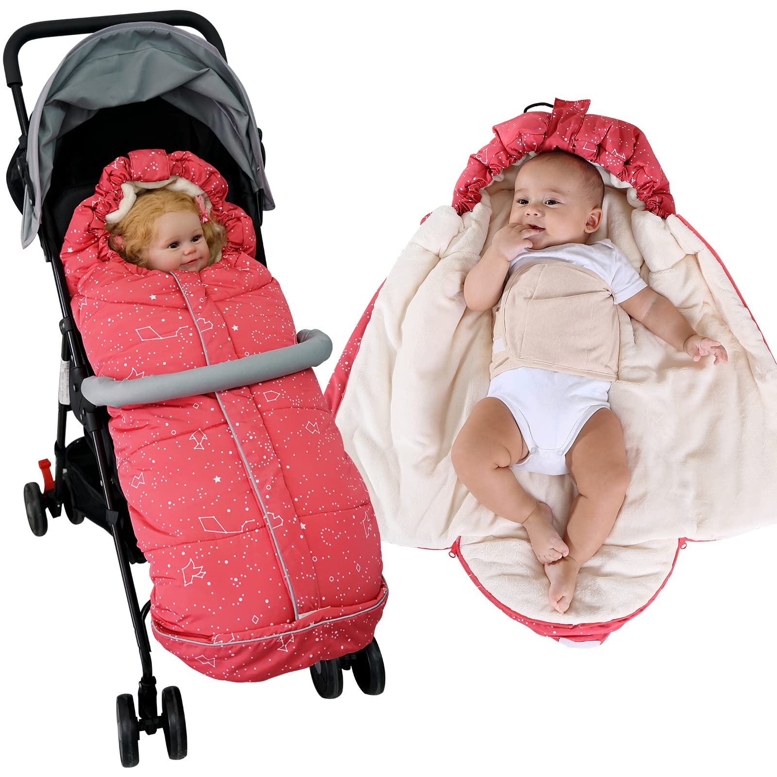 weallbuy Baby Bunting Bag for Strollers, Sleeping Bag with Pattern, 40 * 22.4 Inches Winter Footmuff for Toddler 0-36 Months (Constellation)