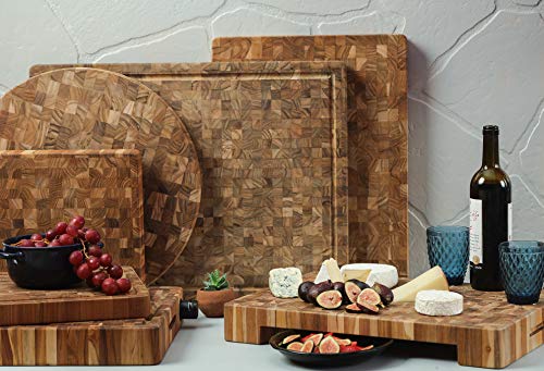 Teakhaus Butcher Block Cutting Board - Medium Wooden Cutting Board - Teak End Grain Wood - Knife Friendly - FSC Certified