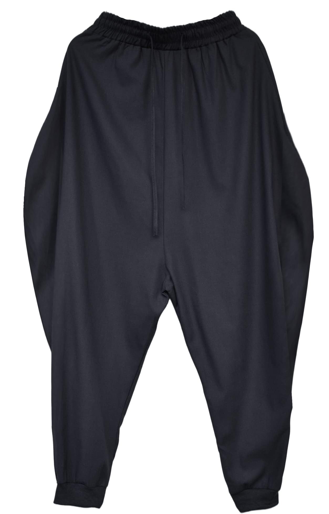 perdontoo Mens Harem Jogger Pants Loose Fit Elastic Waist Drawstring Aladdin Hippie Trousers (29, Black)