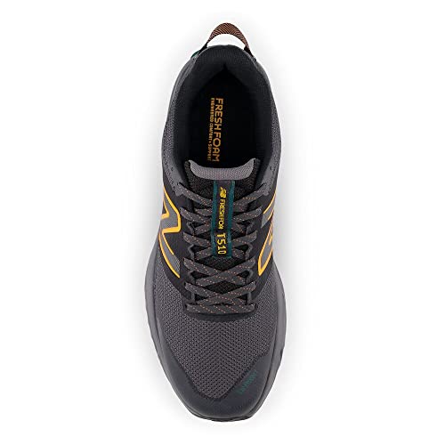 New Balance Men's Fresh Foam 510 V6 Trail Running Shoe, Magnet/Black/Hot Marigold, 9.5 Wide
