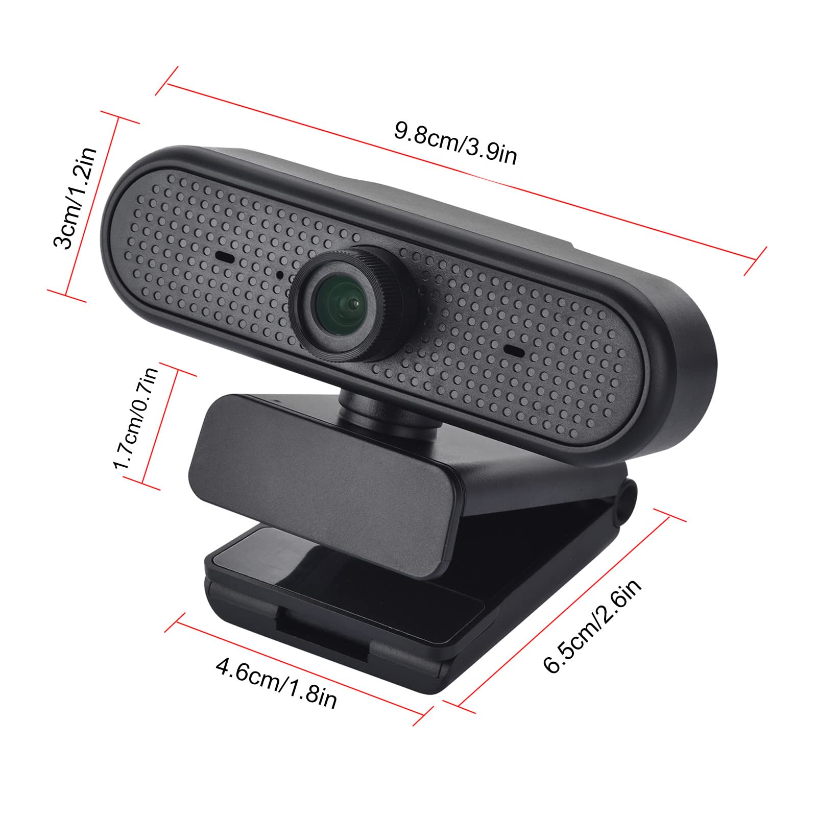 Webcam, Webcam Driver-Free for Laptop, 1080P HD Computer Camera with AI-Noise Canceling Microphones, Adjustable Field of View, Built-in Privacy Cover