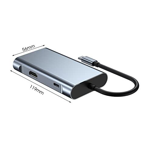Yirepny USB C Hub, 7 in 1 Multiport Adapter with 4K Output 3 USB 3.0 Ports 100W Pd Charging TF/SD Card Reader USB C to 4K USB C to RJ45 Ethernetr USB C Adapter Silver