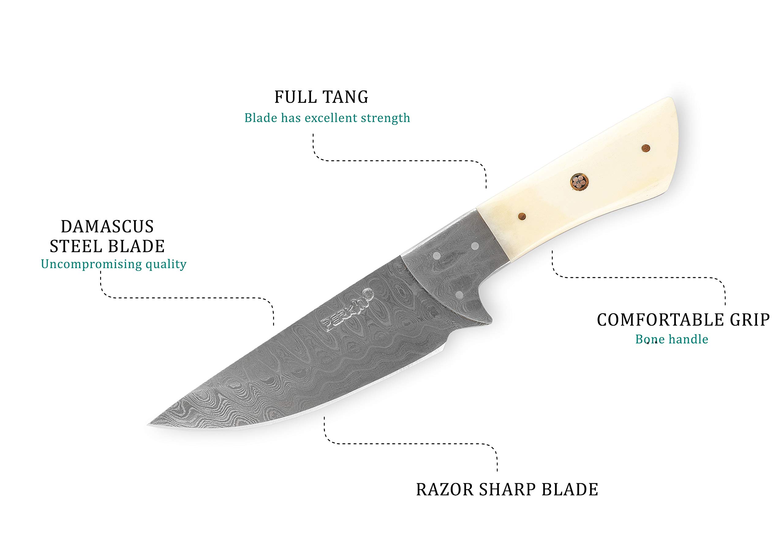 Perkin 3200 Handmade Damascus Steel Hunting Knife with Sheath