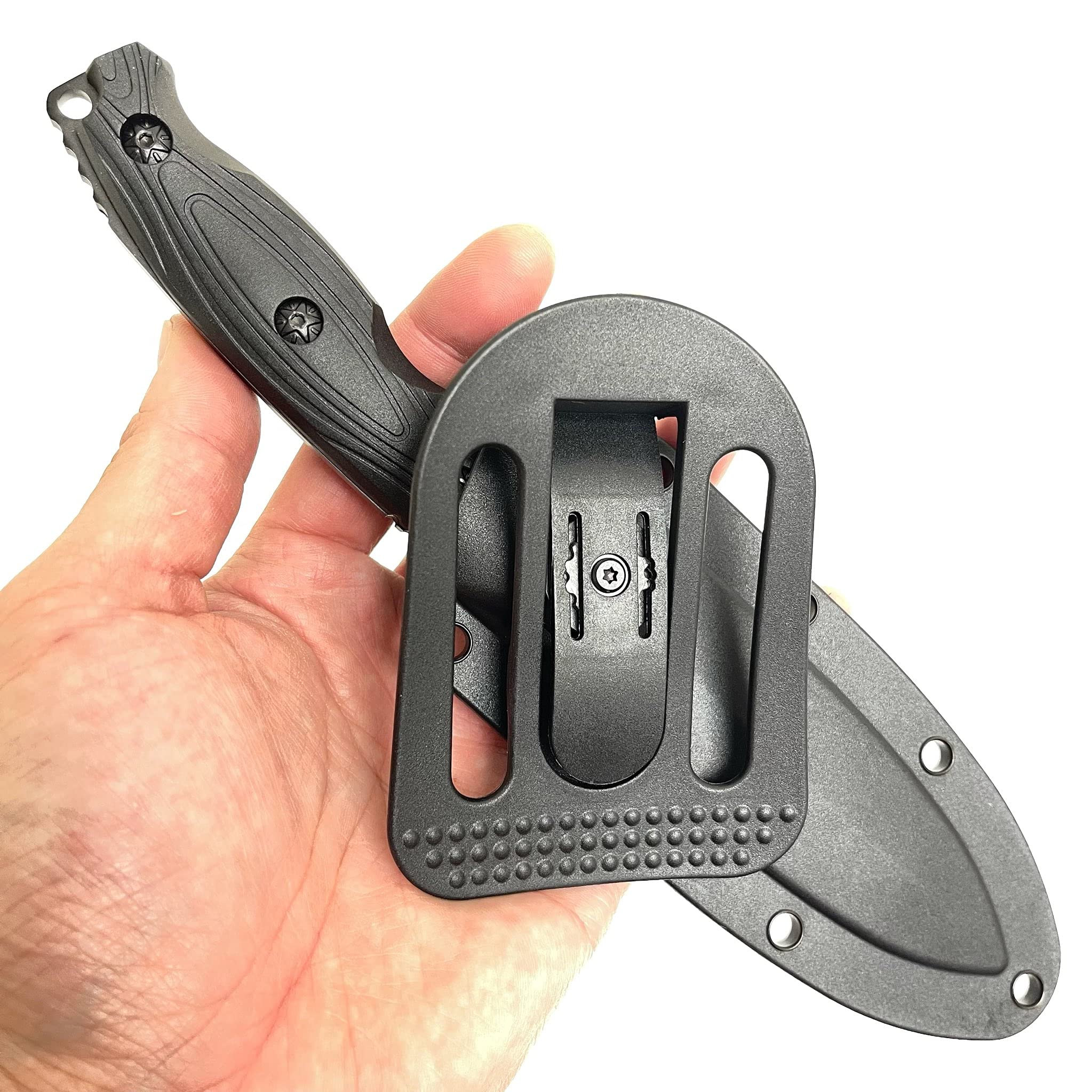 S-TEC 9" Full Tang Fixed Blade Knife with ABS Swivel Sheath - GEN 3 - I Hunting I Camping I Diving I Stainless Steel Blade I ABS Handle I Outdoor Activities I (Matte Black)
