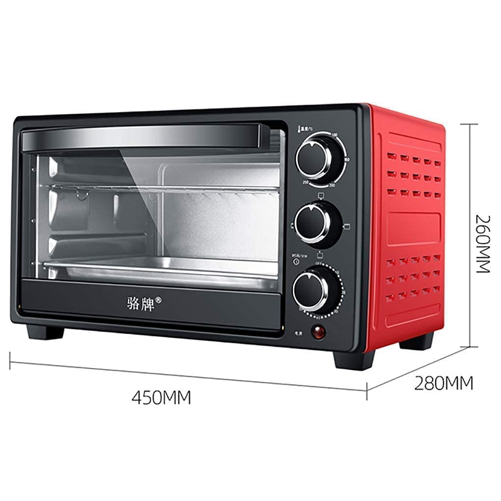 Mini Oven 23 L,Electric Oven 1300 W Adjustable Temperature 70-250 ℃ and 60 Minutes Timer with 3 Heating Functions for Baking Cooking Grill (Pink)