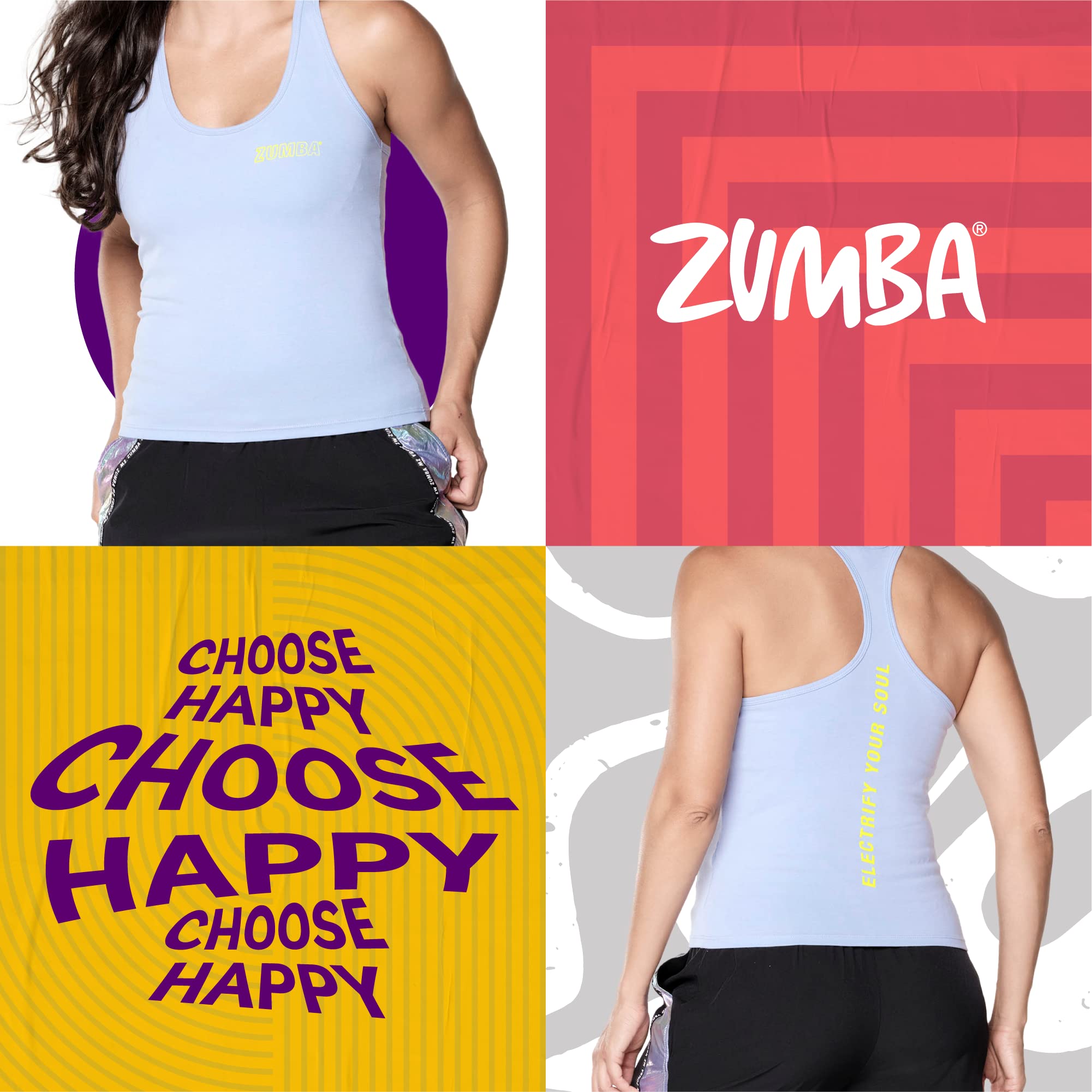 ZUMBA Women's Future 2.0 Racerback Tank Top, Sleeveless Exercise Tank, XX-Large, Bold Black
