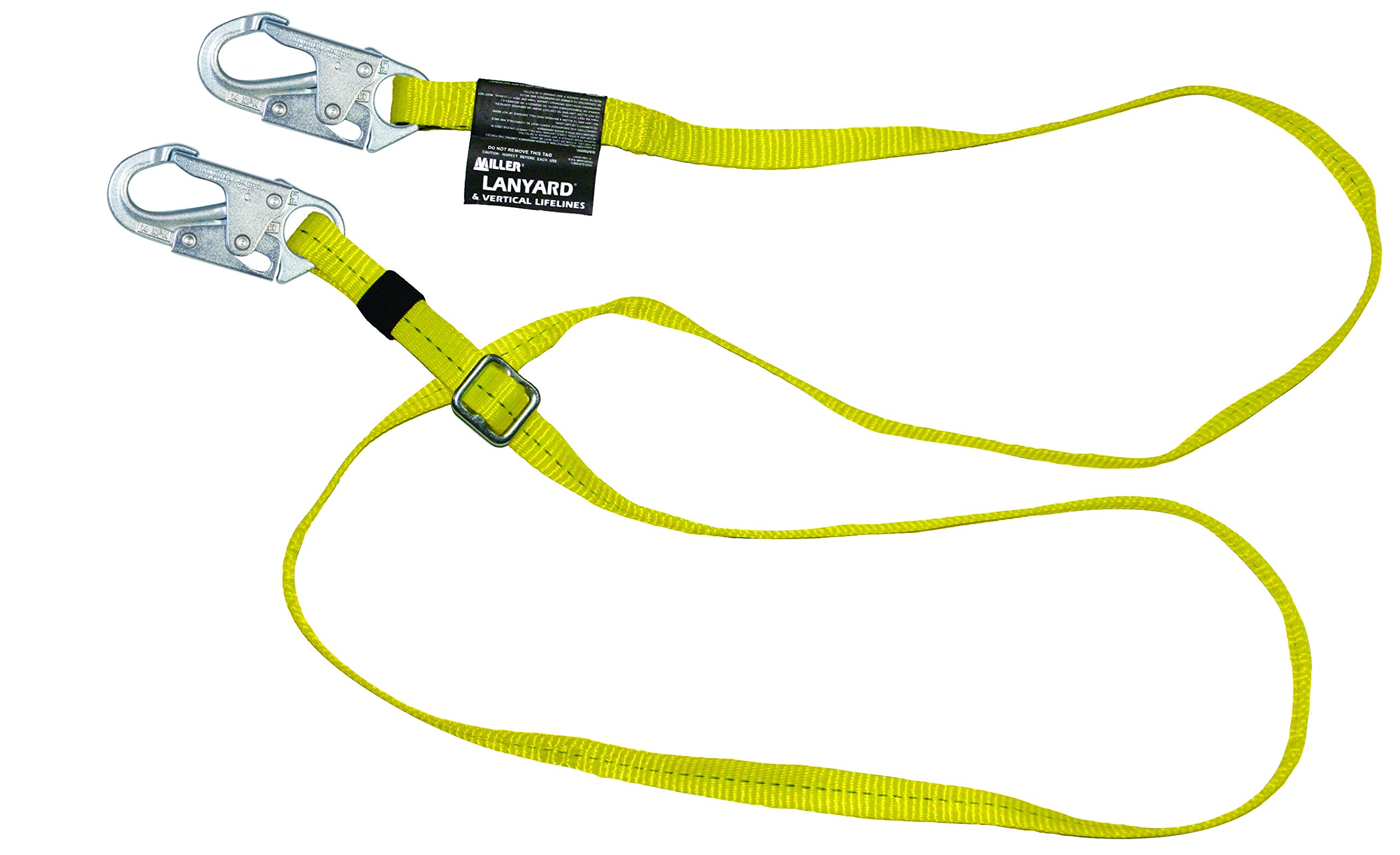 Miller by Honeywell 210WLS-Z7/10FTYL Polyester webbing Lanyard Lanyard 10' length, 2 locking snap hooks, Yellow