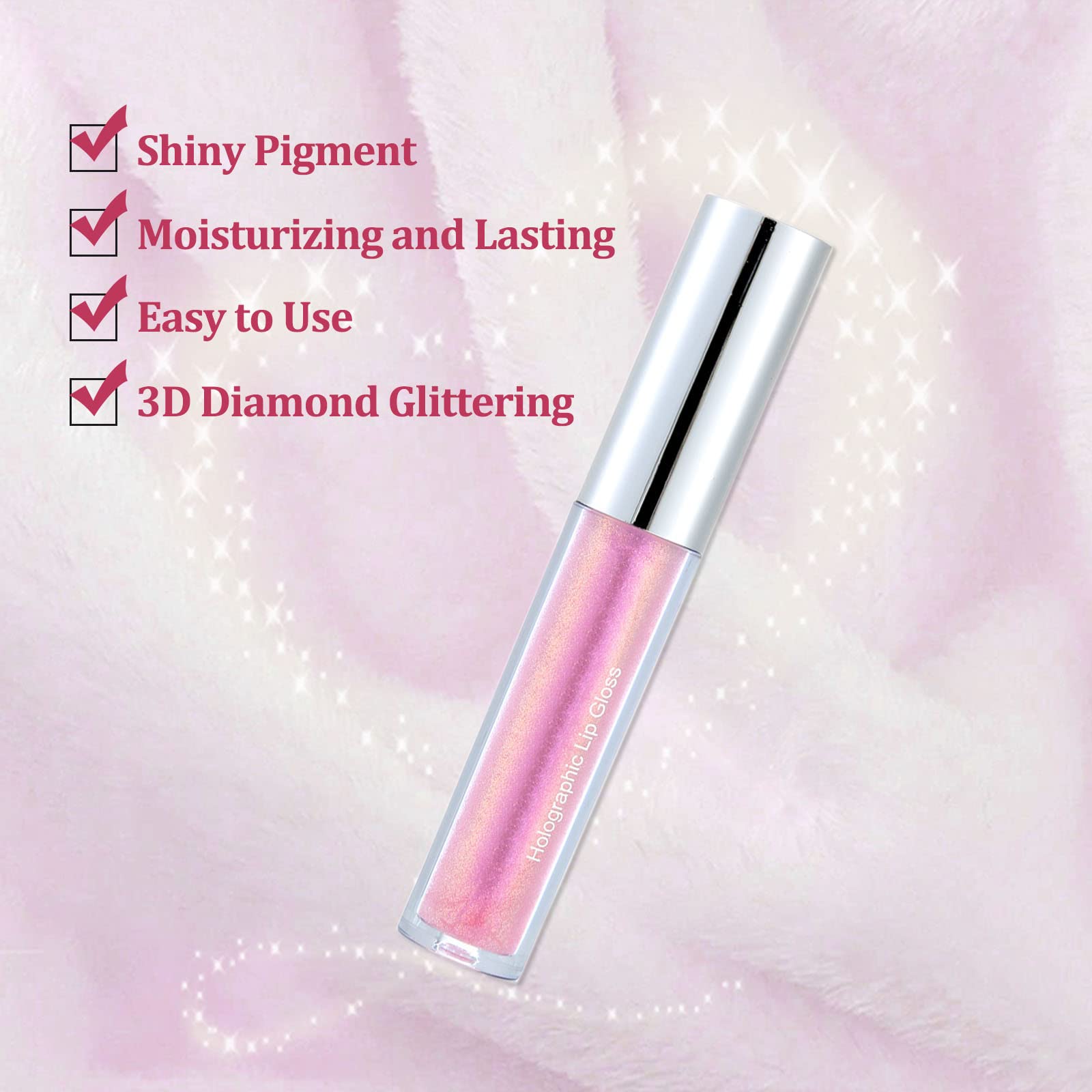 Rosarden Long-Lasting Shiny Liquid Lipstick, Diamond Shimmer Metallic Lip Gloss, Waterproof, Moisturizing, Popular Shiny Lip Gloss for Face & Eyes Makeup
