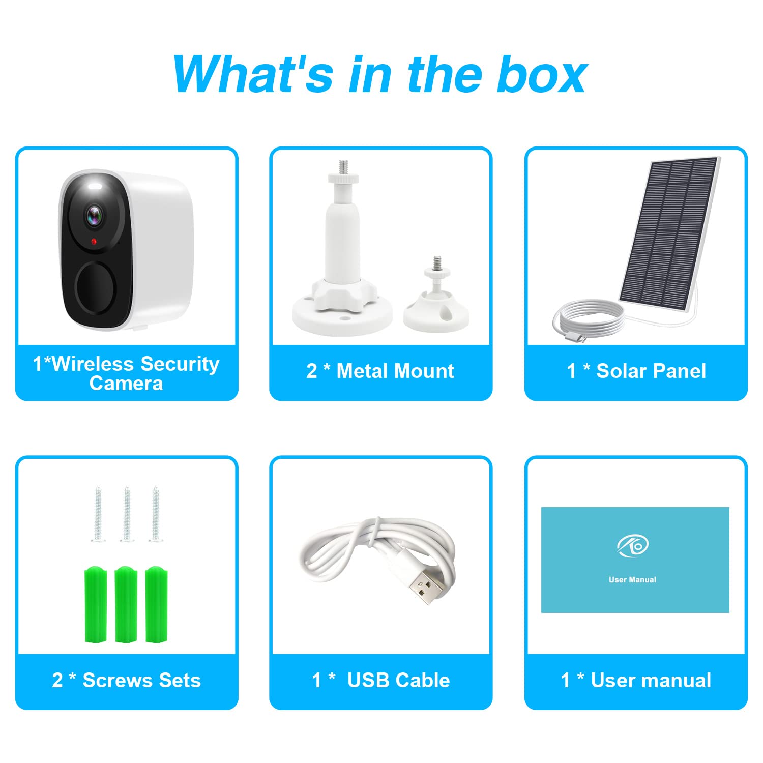 Weochi Security Camera Wireless Outdoor with Solar Panel Cameras for Home Security, 1080P Camera with Color Night Vision, PIR Human Detection, AI Dectection, IP66 Waterproof, SD Card/Cloud Storage