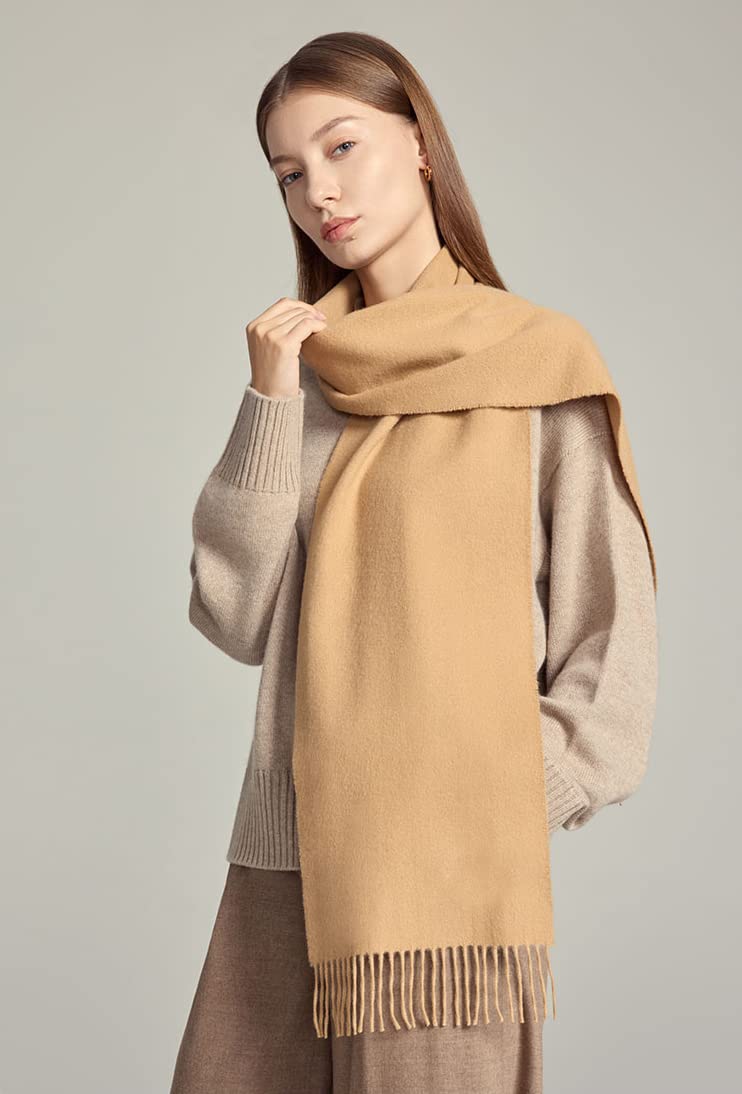 Persmileful Red Cashmere & Wool Scarf Solid Color, Fashionable Thin Lightweight Scarf for Men and Women in Cold Weather with Gift Box