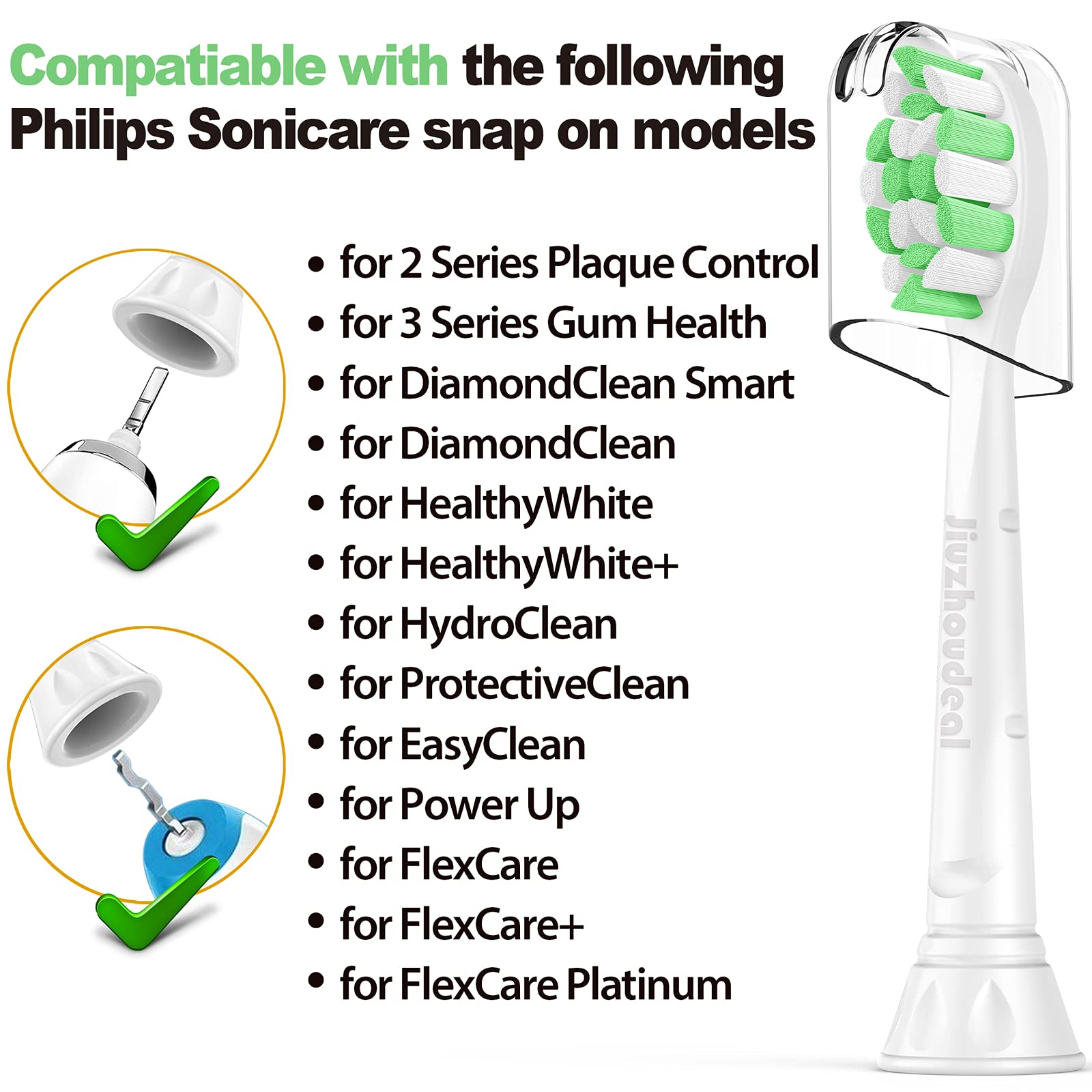 Toothbrush Replacement Heads for Philips Sonicare Toothbrush: Replacement Heads Compatible with Sonicare DiamondClean ProtectiveClean Electric Toothbrush HX6064, 6-Pack