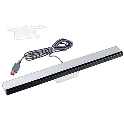 PERRIROCK Wired Infrared Ray Motion Sensor Bar for Nintendo Wii and Wii U Console (Black/Silver)