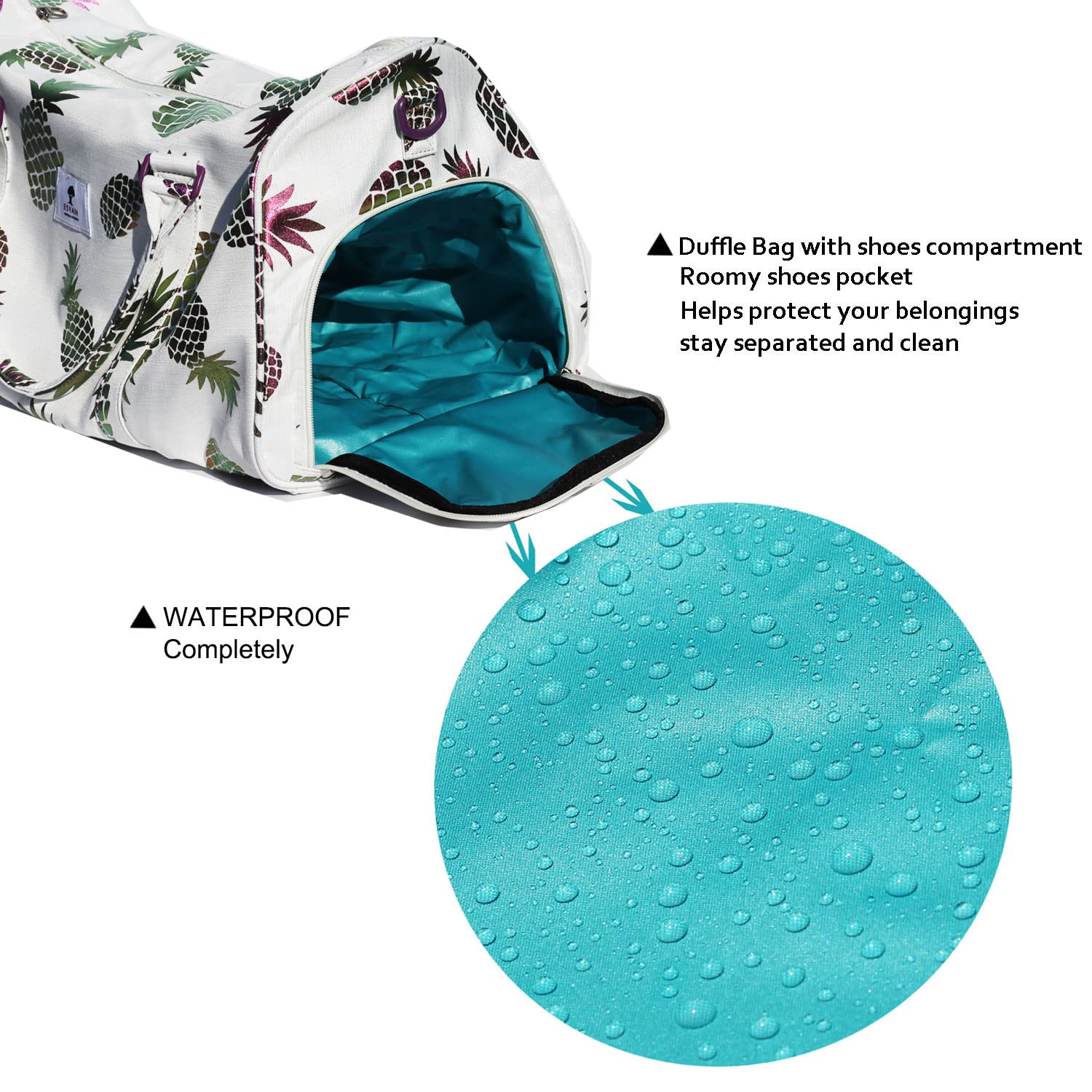 Original Floral Water Resistant Duffel Bag Gym bag Weekender Travel Bag for Gym Beach Daily Bags