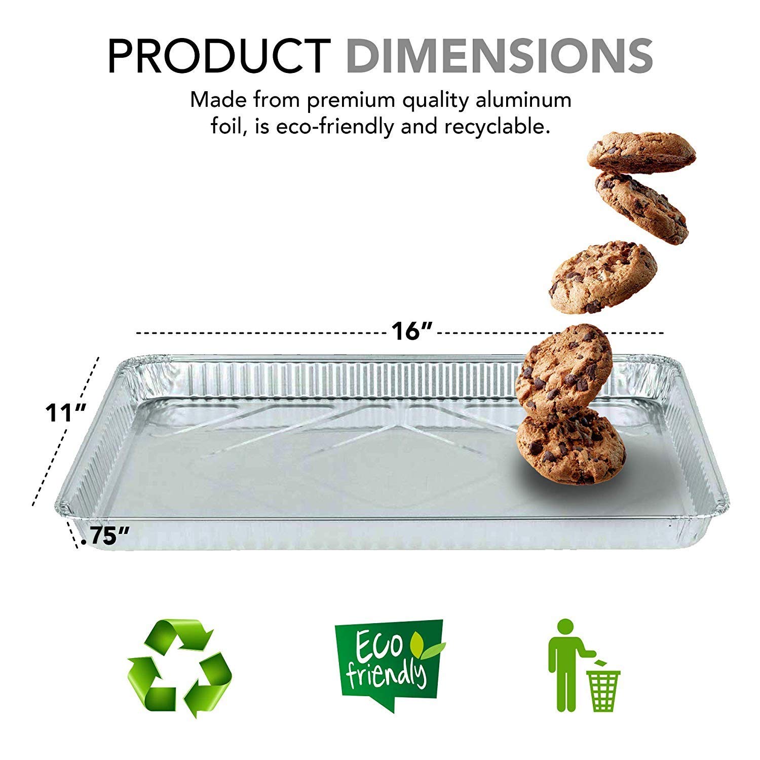 Stock Your Home Aluminum Pans Cookie Sheet Baking Pans (15 Pack) Disposable Aluminum Foil Trays - Reusable and Durable Nonstick Baking Sheets β Disposable Cookie Sheet Foil Pans - 16 Inch x 11 Inch