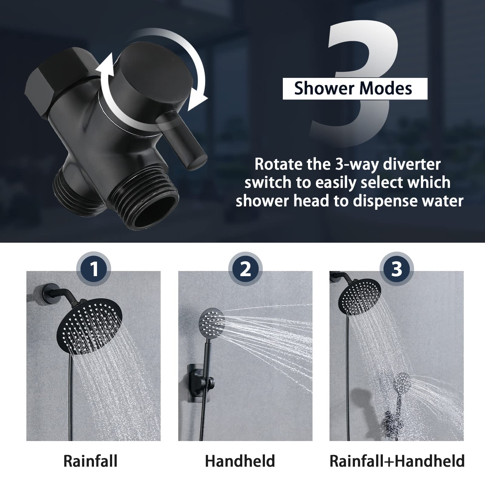PROOX Dual Shower Head with Handheld Combo, High Pressure Round 8'' Rain Shower Head with Handheld ON/OFF Switch Button with 72 inch Extra Long Flexible Hose - Chrome