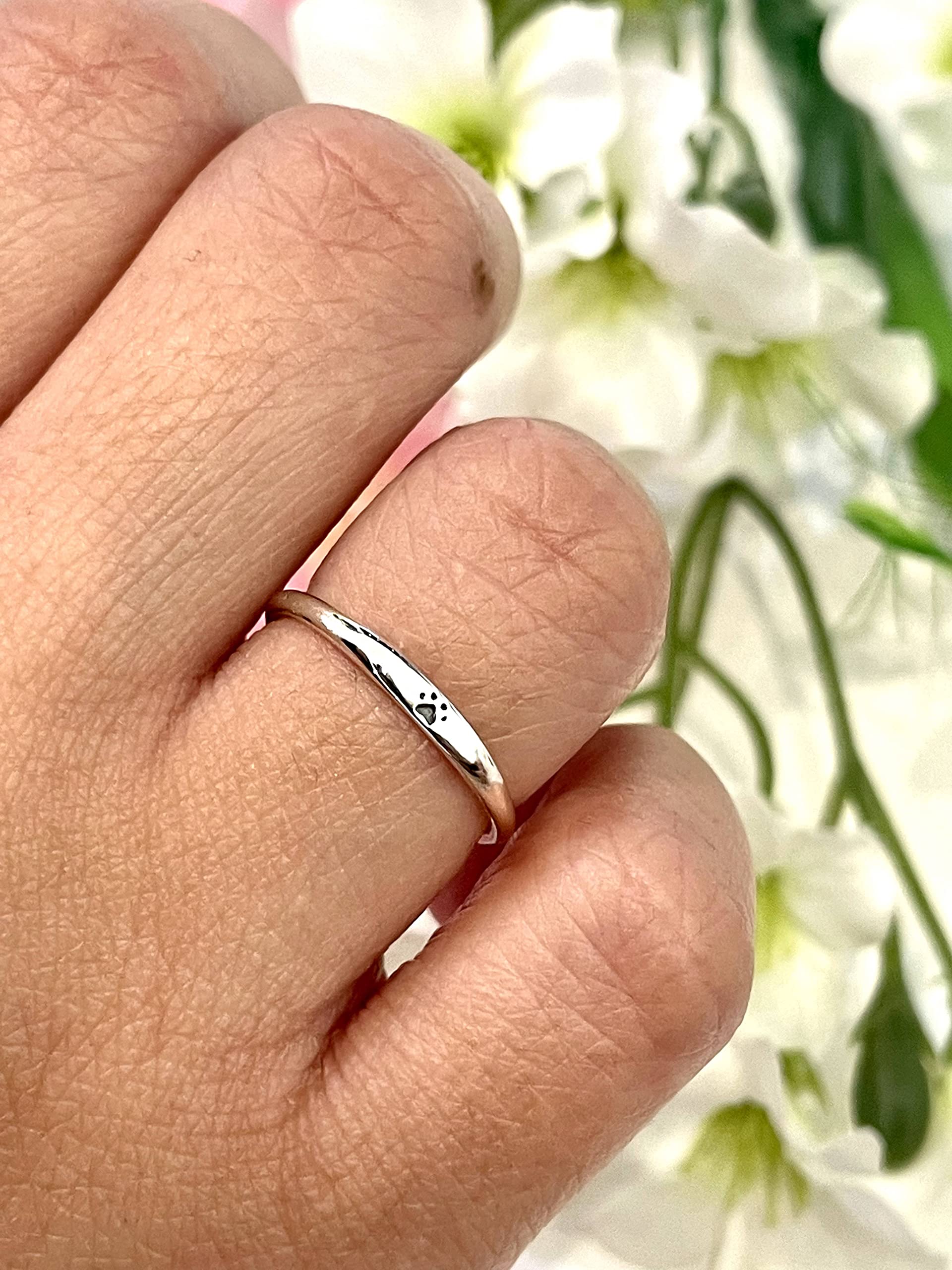 PERFECTJEWELZ Dog's Paw Print Stackable Ring 925 Sterling Silver 2.2mm Size 6