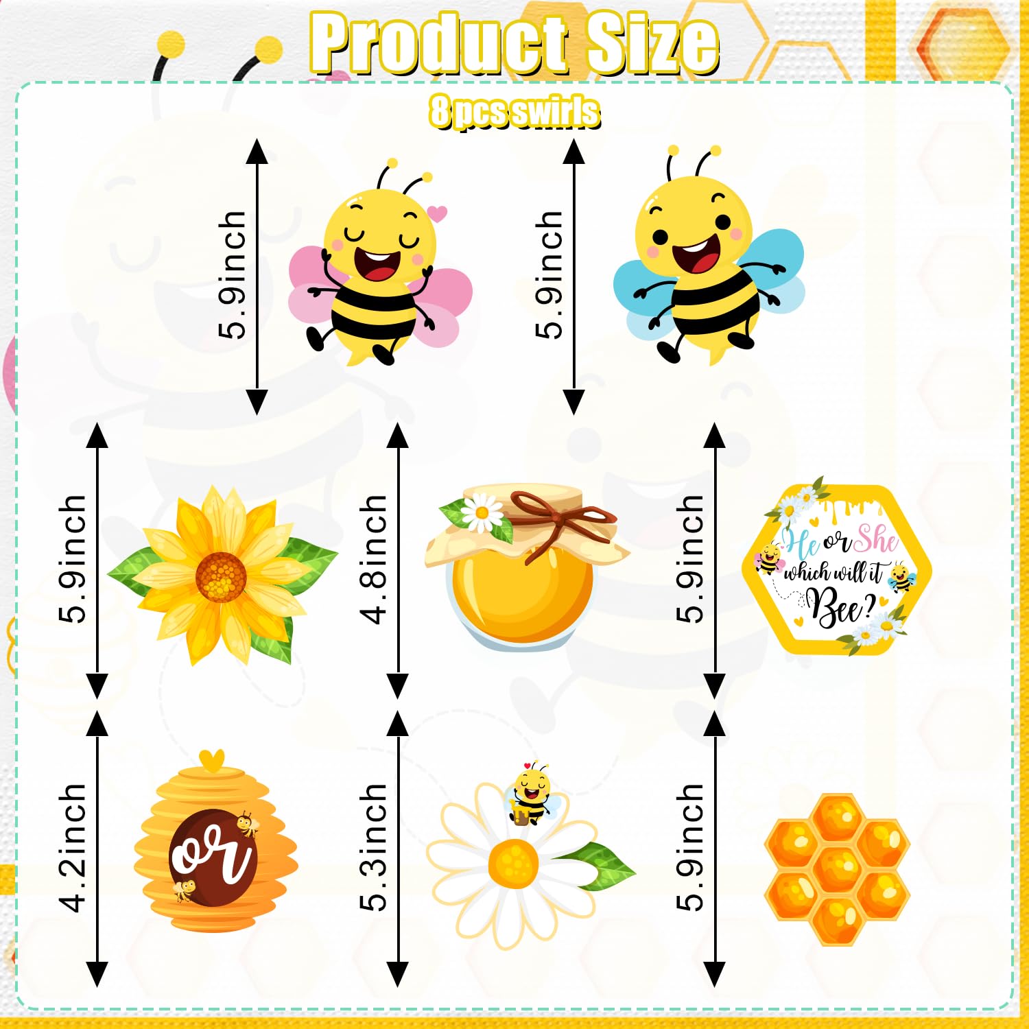 Yingoto 168pcs What Will it Bee Gender Reveal Decorations Tableware Set, Bee Gender Reveal Decorations Include Banner, Plates, Napkins, Tablecloth, Bee Party Decorations for Baby Shower, Serve 25