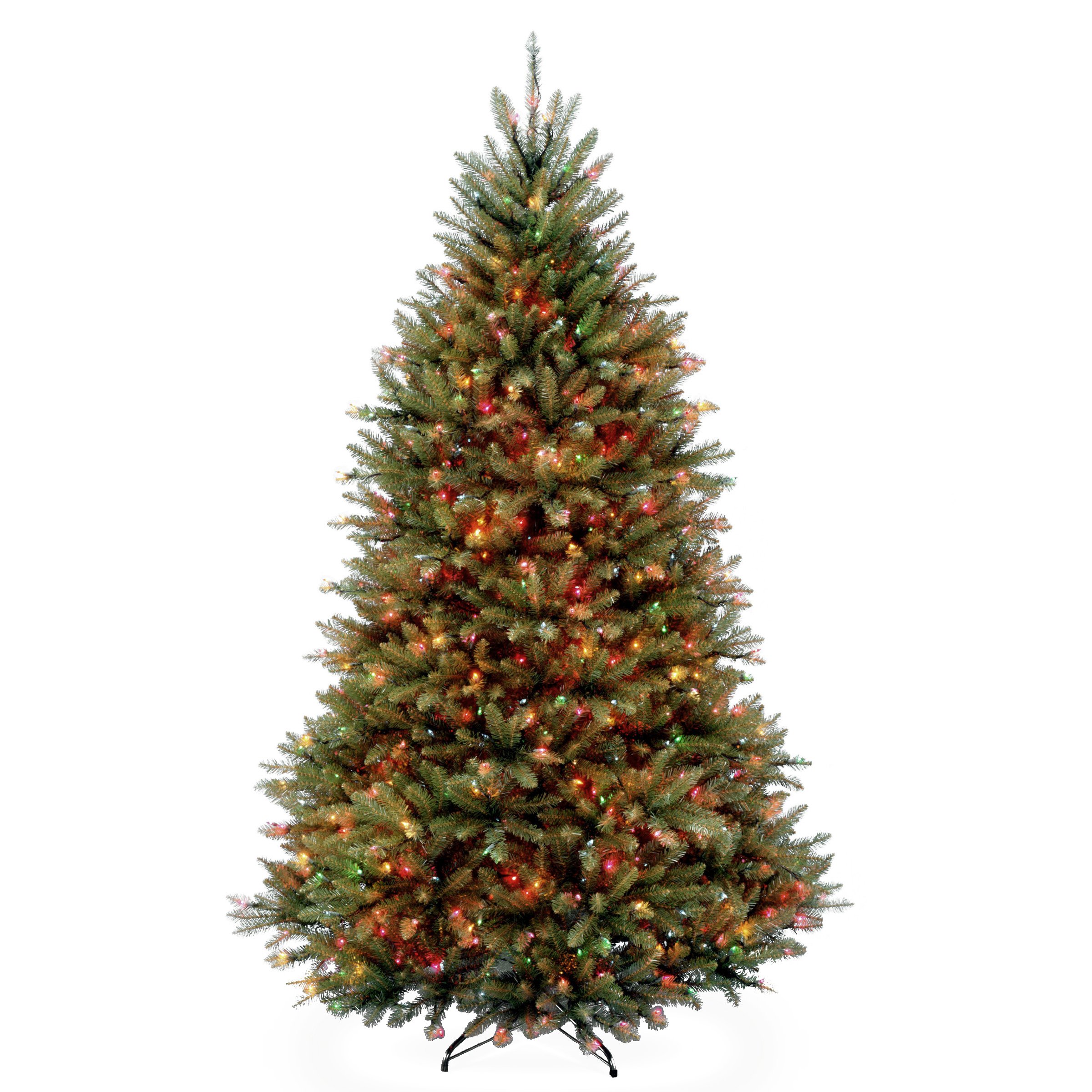 National Tree Company Pre-Lit Artificial Full Christmas Tree, Green, Dunhill Fir, Dual Color LED Lights, Includes PowerConnect and Stand, 6.5 Feet