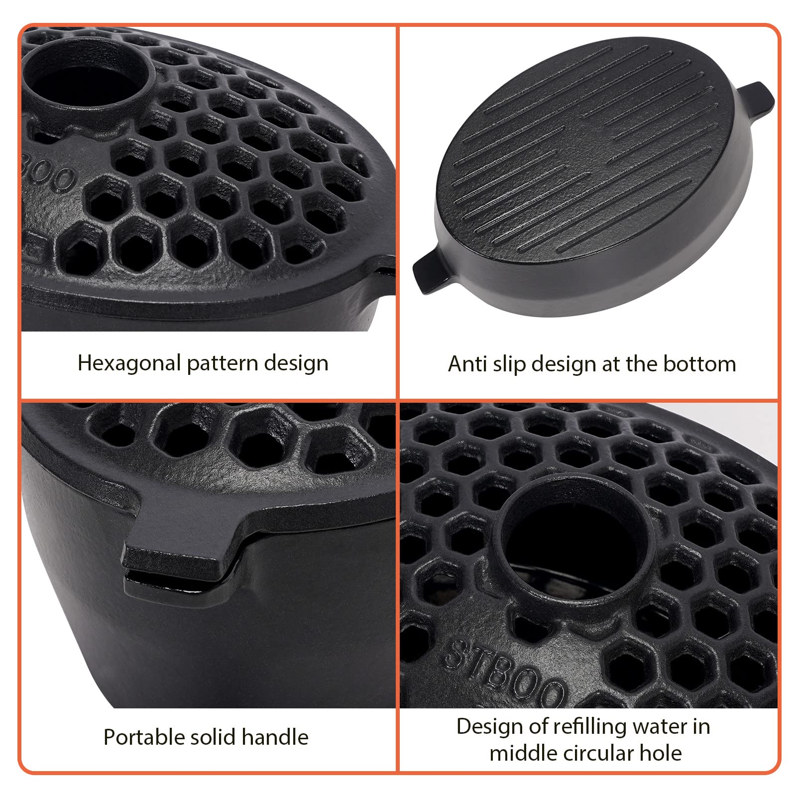 Wood Stove Steamer, Cast Iron Fireplace Humidifier, Indoor Humidifier for Home Heating, Black Bowl Fireplace Stove Covers Accessories Decorative, Matte Black Finish, Rust Resistant, 2.7 Quart Capacity
