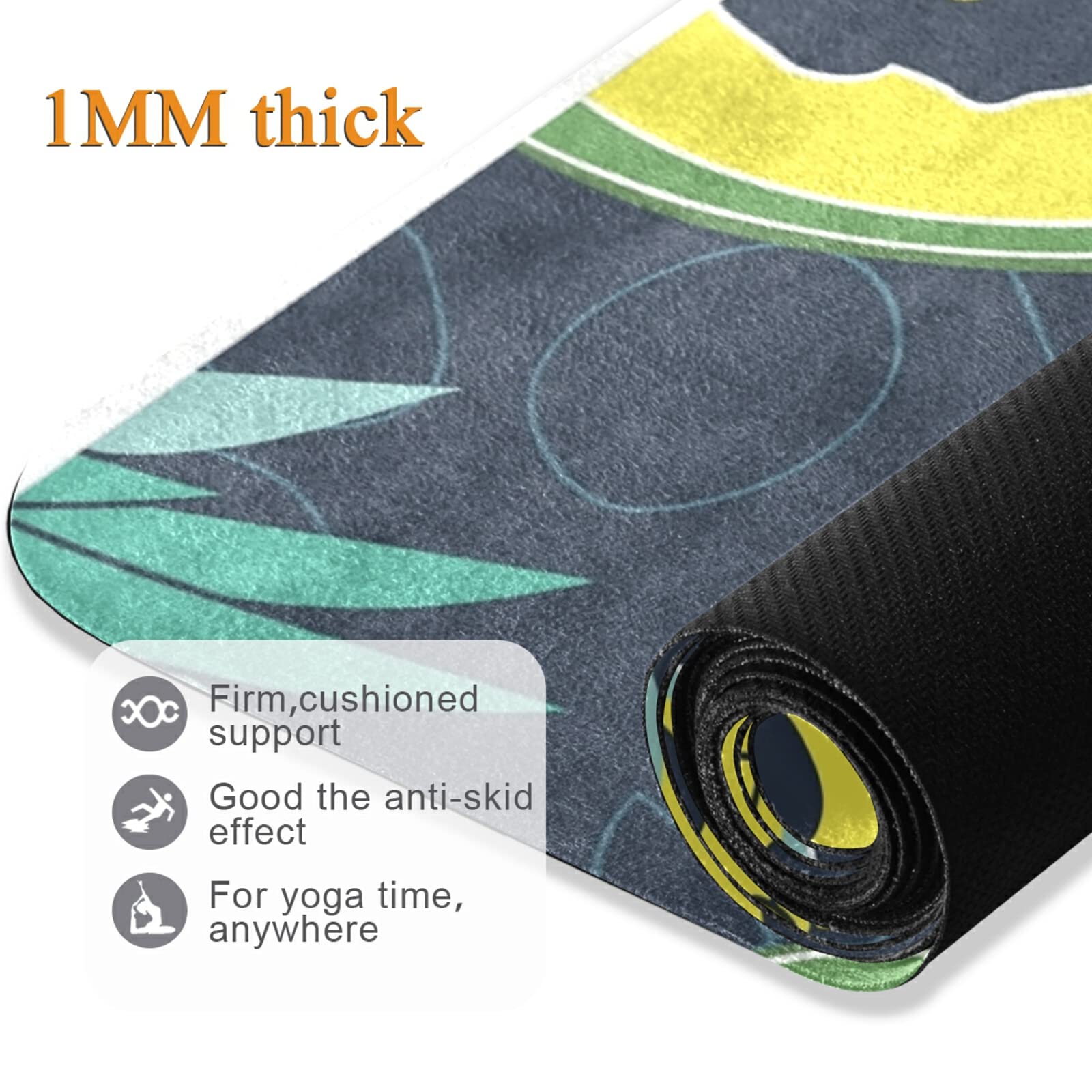 senya Pineapple and Avocado Yoga Mat Cover, Non Slip Exercise Mat Cover High Performance Grip, Coming with Carry Bag(226na6b)