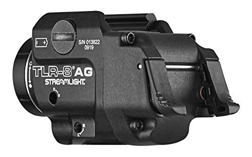 Streamlight 69434 TLR-8A G Flex 500-Lumen Low Profile Pistol Light with Integrated Green Aiming Laser for Select Handguns, Includes Rear Switches, Mounting Kit, and Keys, Black