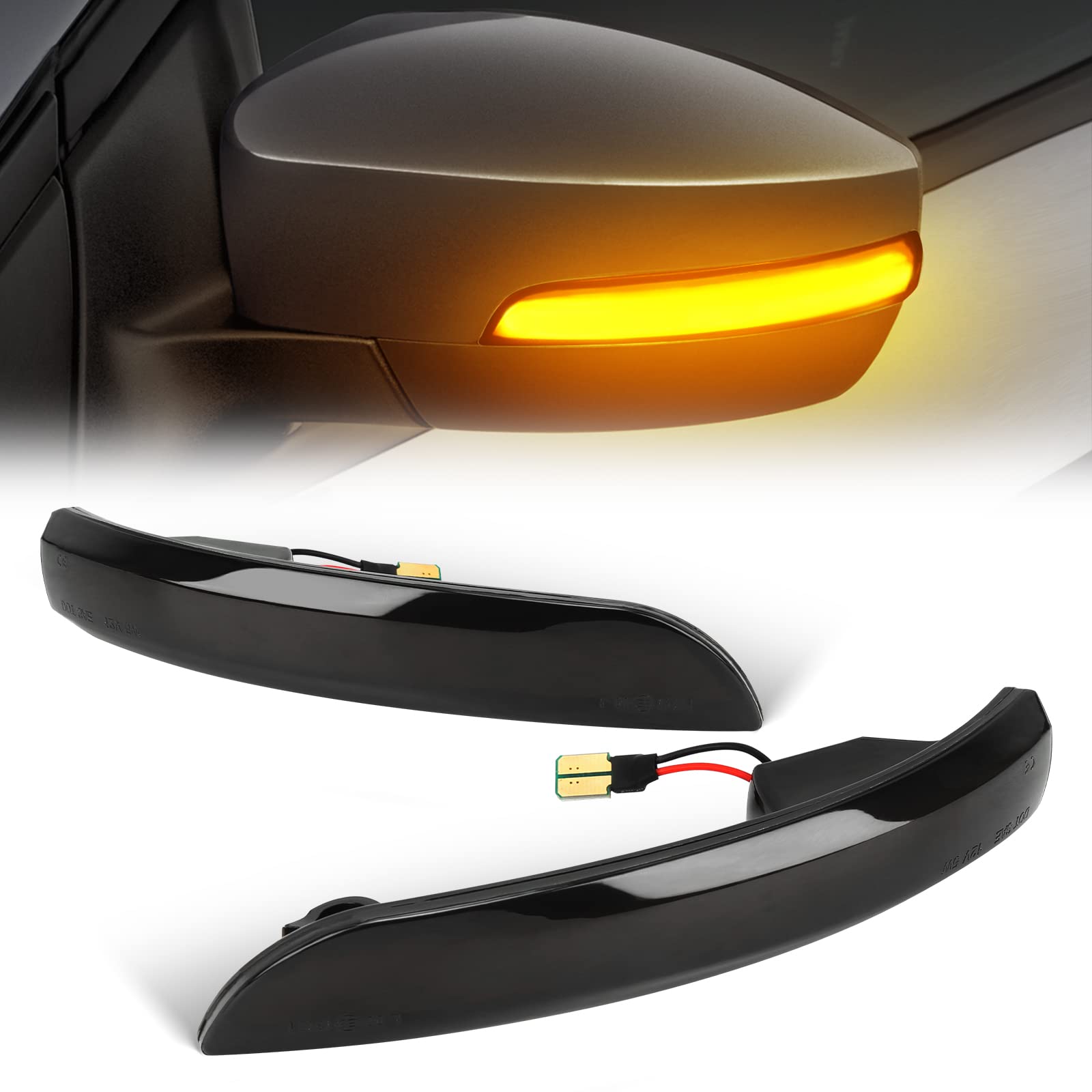 SUPAREE LED Turn Signal Light Side Mirror Marker Light Dynamic Sequential Side Mirror Turn Signal Replacement for 2012-2018 Ford Focus 3 MK3 SE ST RS, 2013-2018 Escape/Kuga Ecosport, 2013-2017 C-Max
