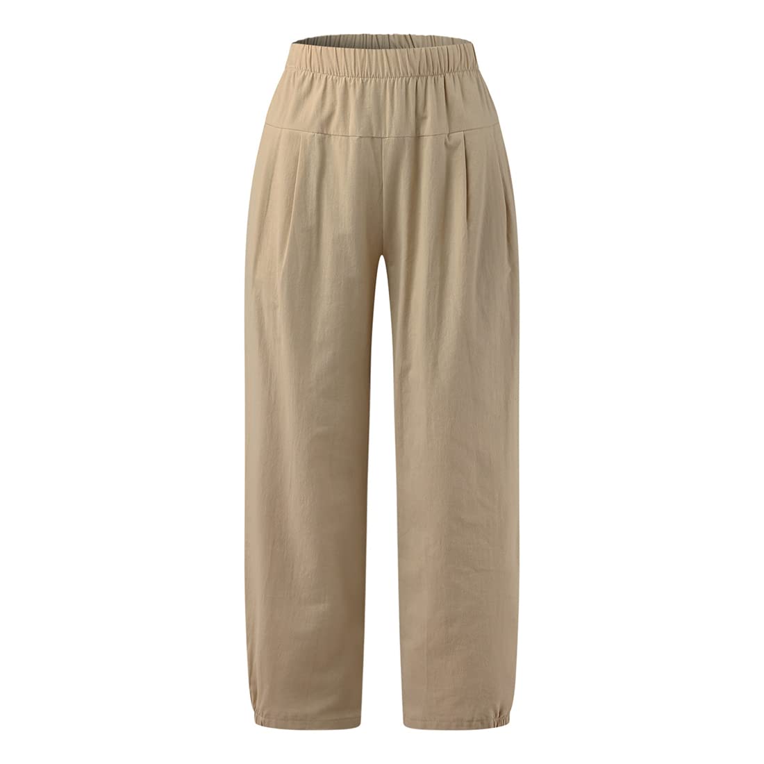 WROLEM Womens Capri Yoga Pants Wide Leg Loose Lounge Capris Sweatpants with Pockets Khaki L