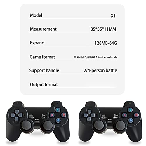 WskLinft 1 Set Video Game Console Game Control Plug and Play Retro Game Console with 2 Ergonomic Controllers for Home 64GB