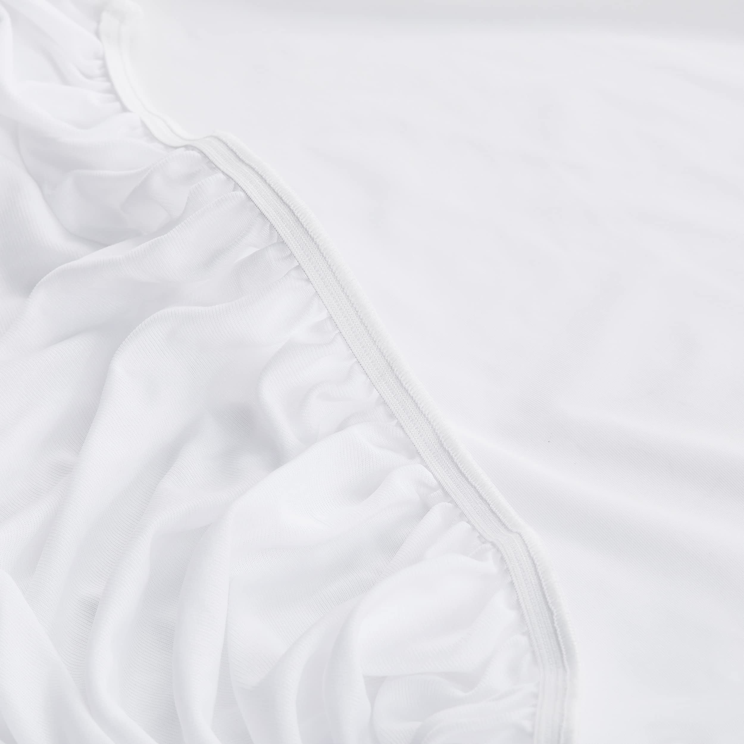 Serta Power Chill Full Size Waterproof Mattress Cover, Soft and Breathable Cooling Mattress Protector, 15" Elastic Deep Pocket for Secure Fit, White
