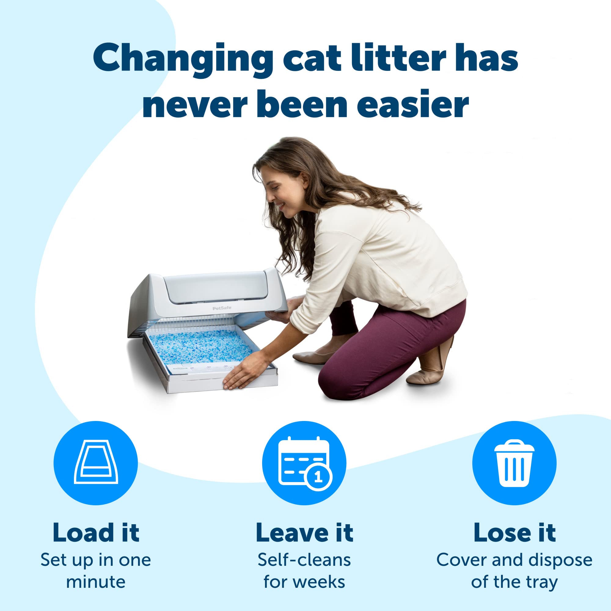 PetSafe ScoopFree Crystal Cat Litter Tray Refills β Lavender Scent, 3-Pack β Disposable Tray β Includes Leak Protection & Low Tracking Litter β Absorbs Odors on Contact