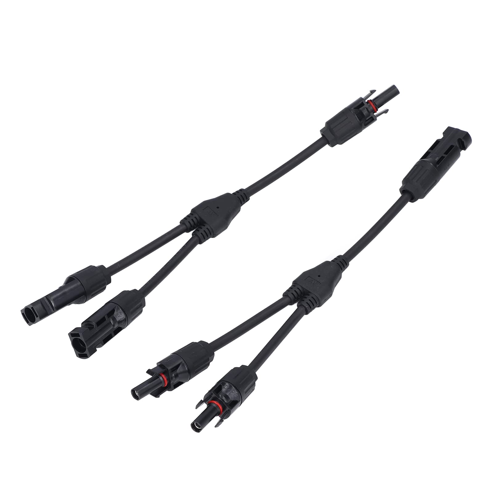 Solar Connector y Branch Parallel Adapter Cable Cord, 2 to 1 Panel Connector Plug Tool Kit, 2 Side Built in Lock, Brass PPO Material Waterproof for Photovoltaic System