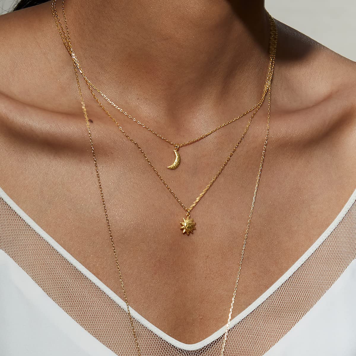 Satya Jewelry 18K Yellow Gold Plated Mini Sunburst Here Comes the Sun Women's Necklace, 16'' plus 2'' Extension