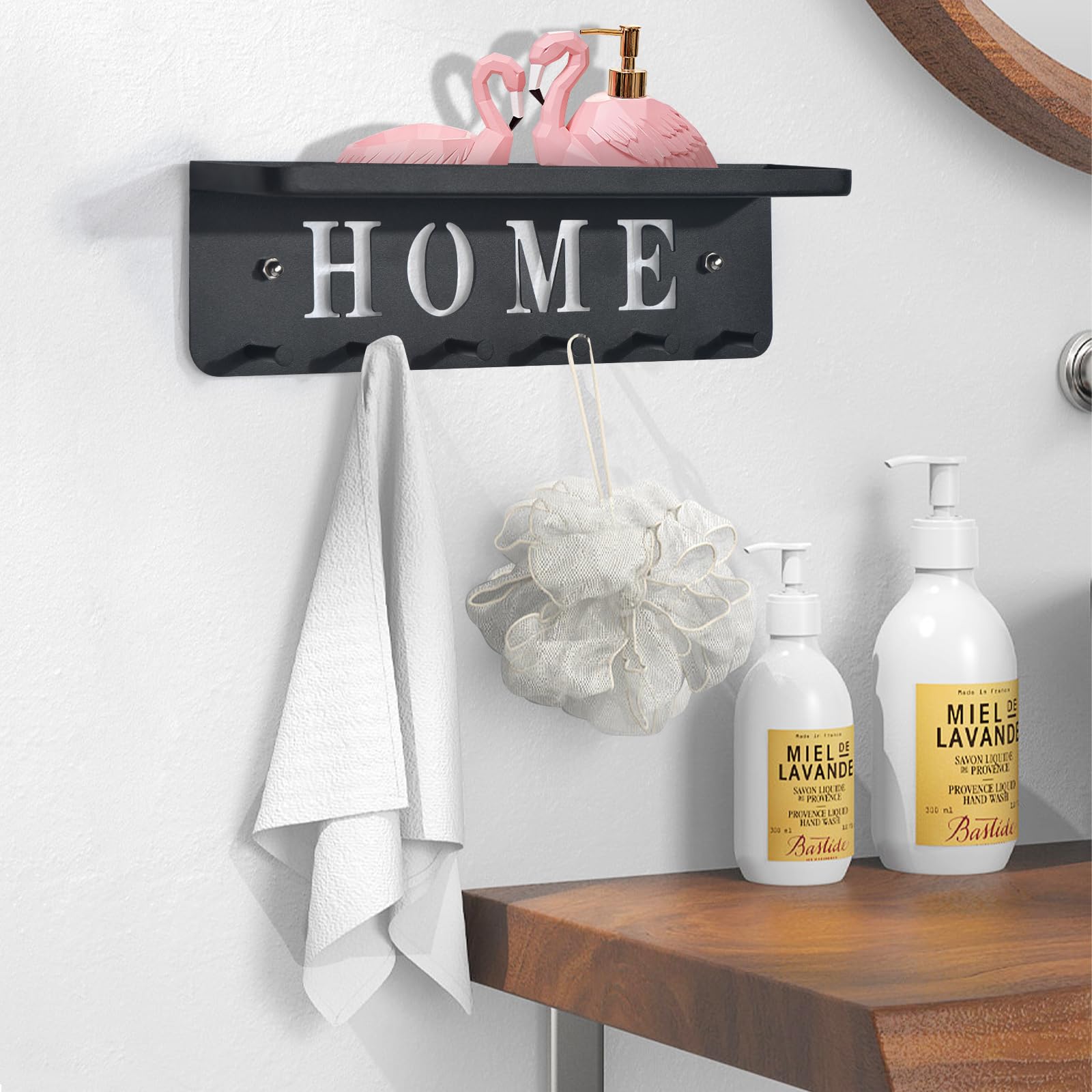 MiniTeasure Iron Key Holder, Wall Mount Key Rack with 8 Hooks, Mail Organizer for Entryway, Hallway, Office, 10x2.4x3.2 inches