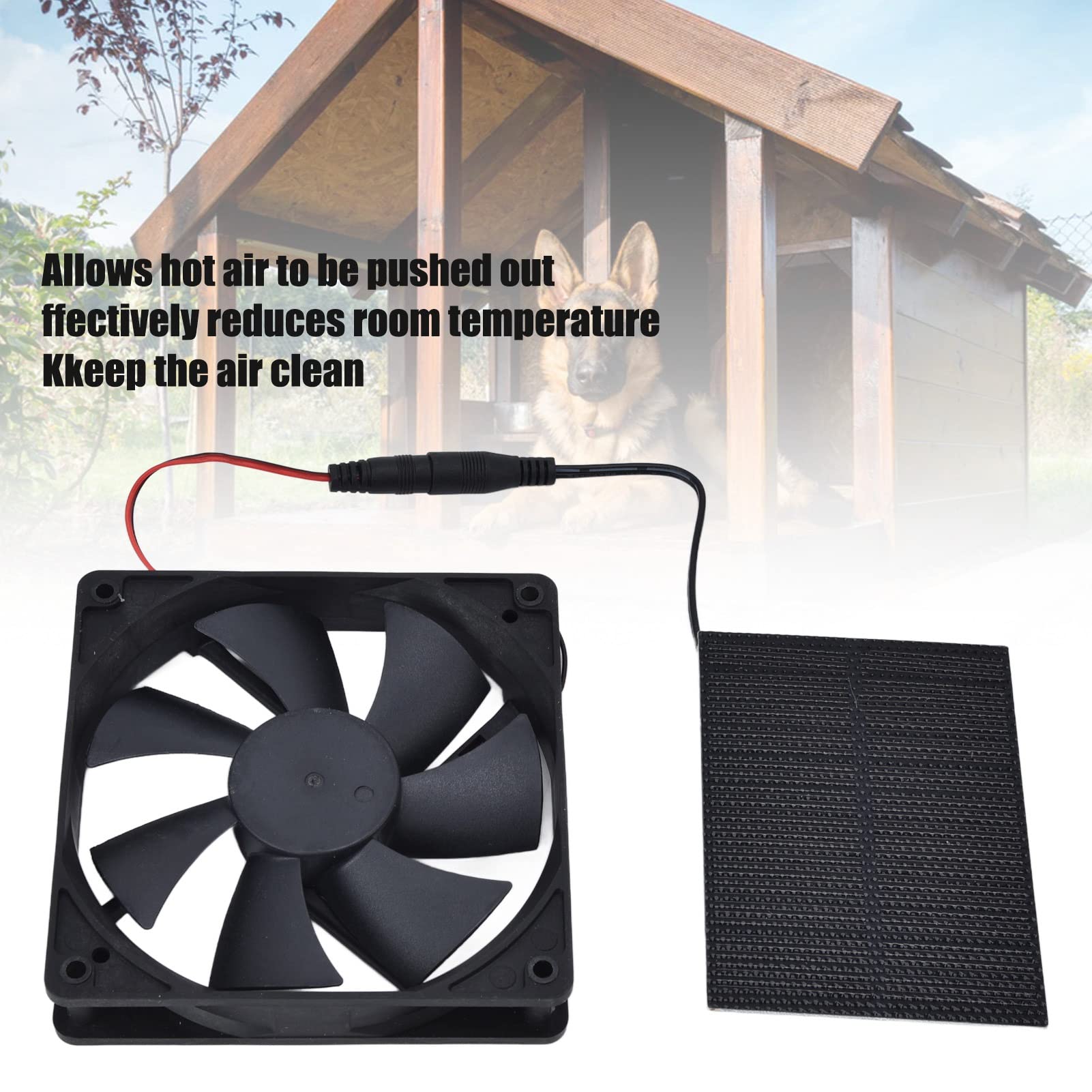 Yosoo 3W Portable Solar Fan, Ventilation Fan Kit with Solar Panel, Automatic Control Fan for Dog Chicken House Quietly Cools and Ventilates