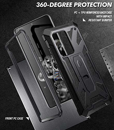 Poetic Spartan Series for Samsung Galaxy S20 Ultra Case, Full-Body Rugged Dual-Layer Metallic Color Accent Premium Leather Texture Shockproof Protective Cover with Kickstand, Metallic Gun Metal