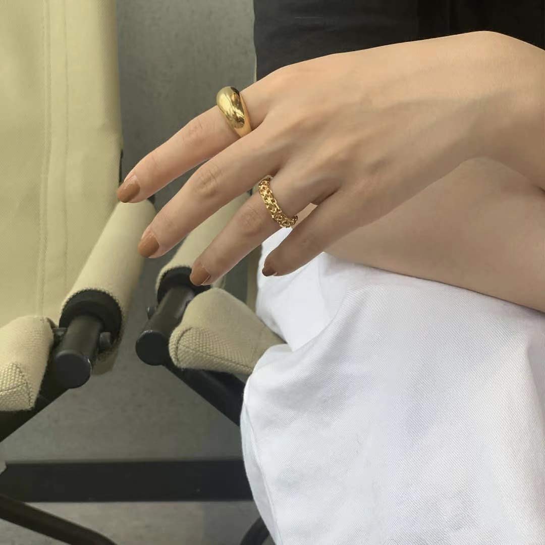 N-N Classic Fashion Stacking Ring Woman 18K Gold Chunky Thick Ring Best Mom Gift birthday gift Cute Dome Cocktail Statement Ring Size5-10