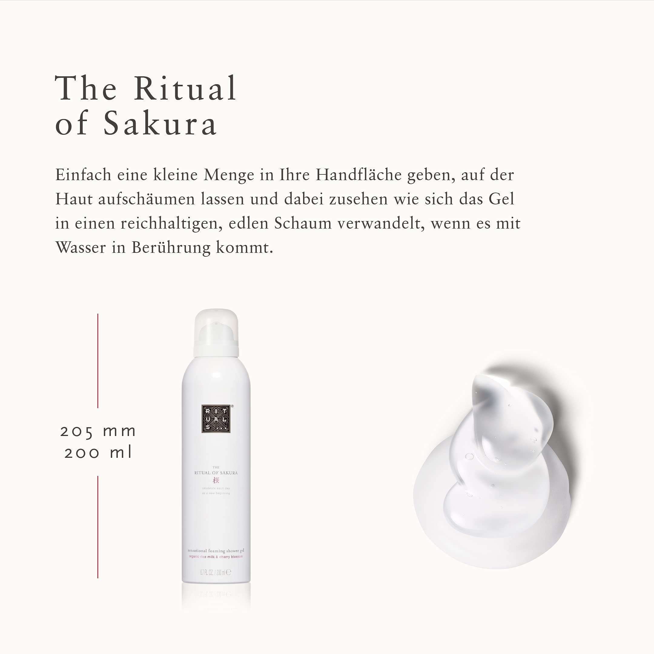 RITUALS Sakura Renewing Foaming Shower Gel - Moisturizing Body Wash with Rice Milk & Cherry Blossom - 6.7 Fl Oz