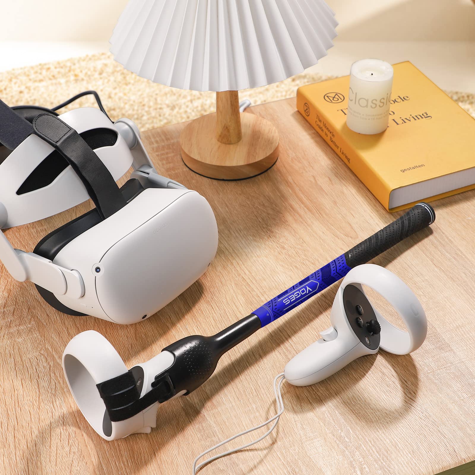 YOGES VR Game Handle Accessories Compatible with Oculus Quest 2 Controller, Enhance Immersive VR Games Experience Compatible with Meta Quest 2 Accessories, VR Golf Club Attachment Grips Adapter